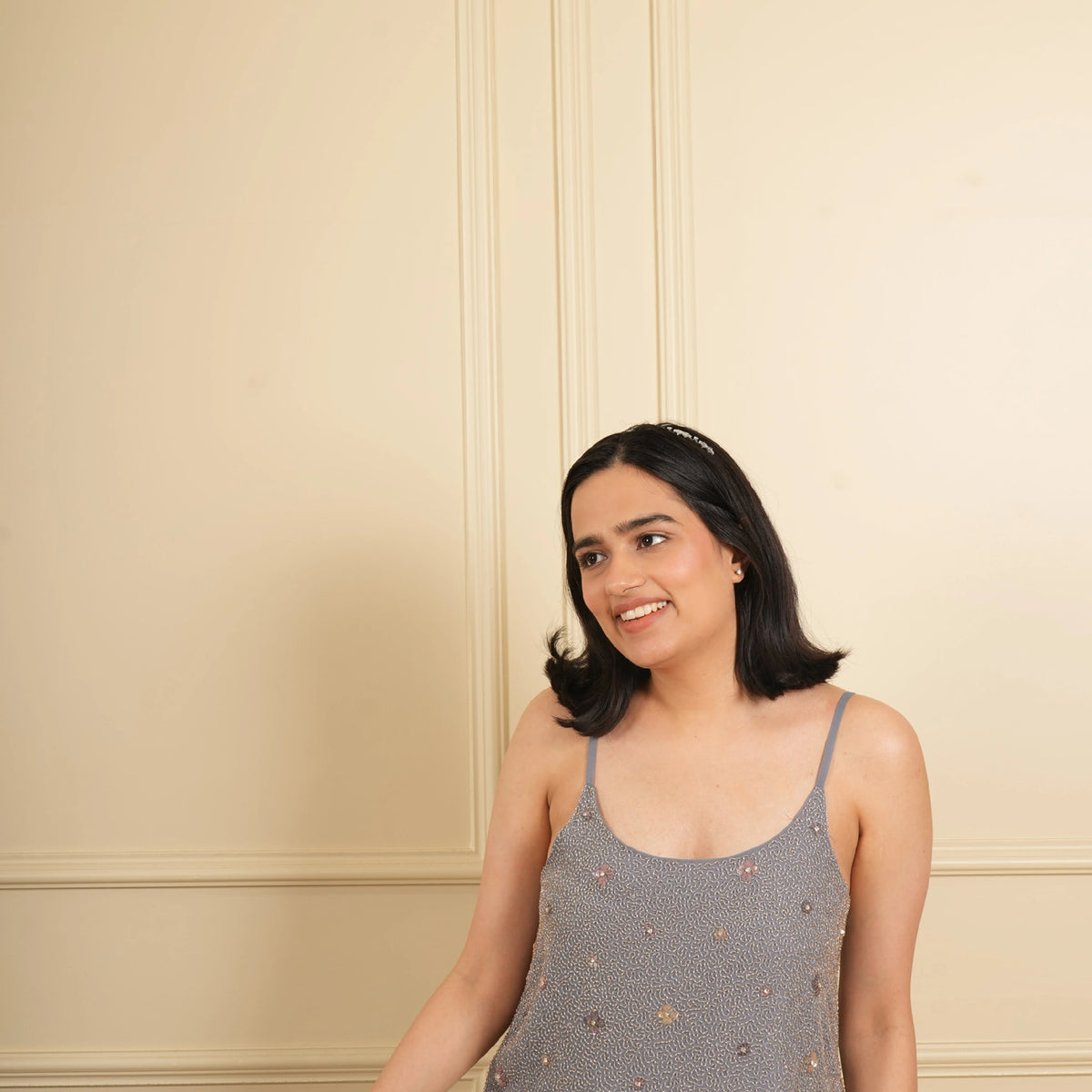 Top Bejeweled-03 Grey - Stylish and Elegant Women's Top for Any ...